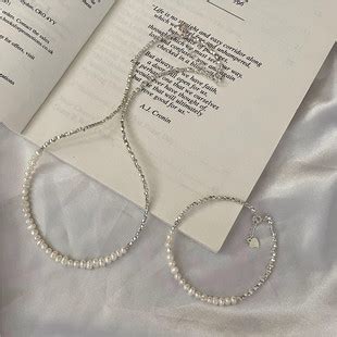 S925纯银小号三角碎银珍珠手工项链时髦简约复古个性锁骨链批发 阿里巴巴