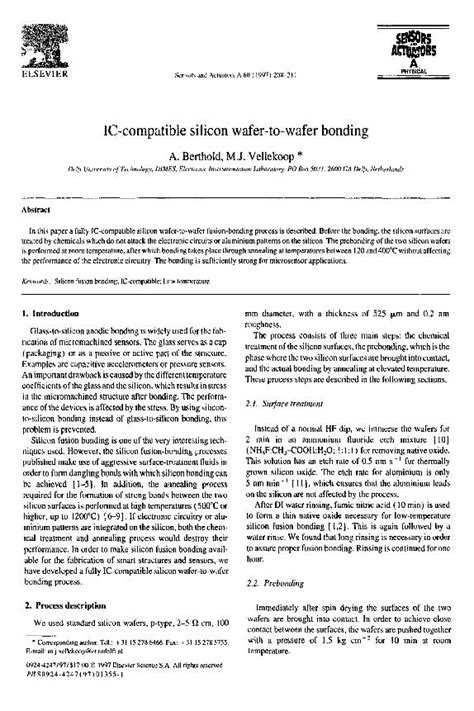 Pdf Ic Compatible Silicon Wafer To Wafer Bonding Dokumentips