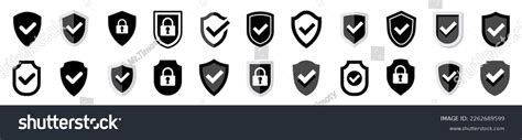 Shield Check Mark Icon Set Set Stock Vector Royalty Free 2262689599