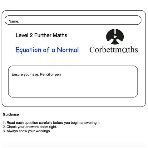 Fm Equation Of A Normal Questions Corbettmaths