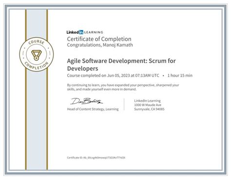 Manoj Kamath On Linkedin Certificate Of Completion