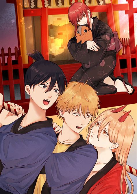 Makima Power Denji Hayakawa Aki And Pochita Chainsaw Man Drawn By Toukaairab Danbooru