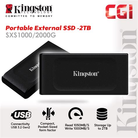 Kingston 2tb Xs1000 Usb 32 Gen 2 Pocket Sized Portable External Ssd