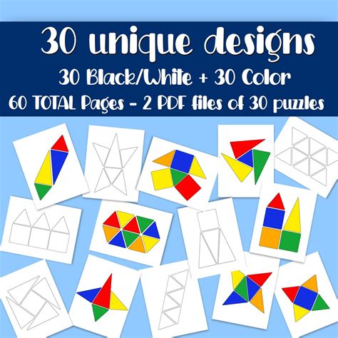 Magnetic Tile Templates 2d Stem Puzzles Preschool Activity Digital