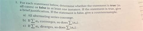 1 for each statement below determine whether the