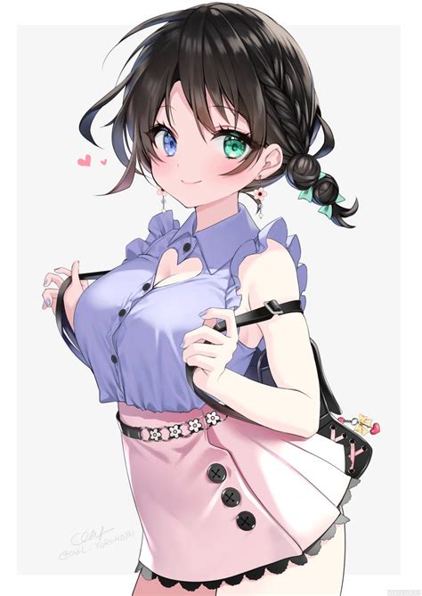 Девушка аниме с розовым нарядом и синими волосами Скачать фото на аву девушки брюнетки аниме