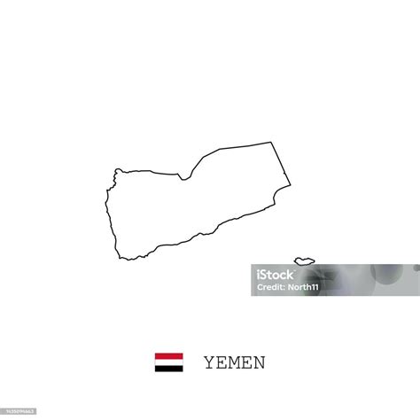 イエメンのベクターマップの輪郭線線形白い背景にイエメンの黒い地図イエメン国旗 アイコンのベクターアート素材や画像を多数ご用意 アイコン