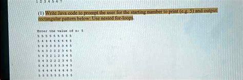 Solved Write Java Code To Prompt The User For The Starting Number To