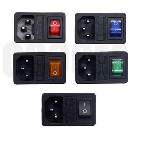 Red Rocker Switch Fused Iec320 C14 Inlet Power Socket Fuse Switch Connector Plug Connector