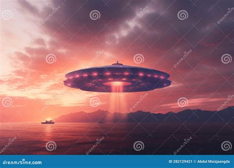 Maravilla Cósmica La Nave Espacial Alienígena Se Eleva Sobre El Cielo