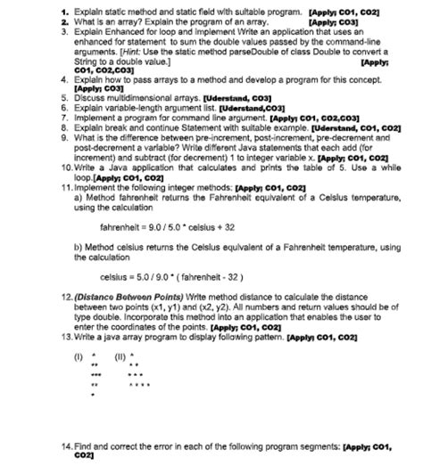 1 Explain Static Method And Static Field With Suitable Program 2 What
