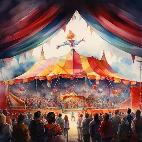 Una Carpa De Circo Con Un Cuadro De Una Mujer En La Parte Superior
