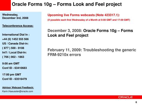 Ppt Oracle Forms 10g Forms Look And Feel Project Agenda Powerpoint Presentation Id 716738