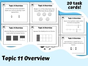 Topic 11 Overview Task Cards Plot Order Compare Fractions Equivalent Fractions