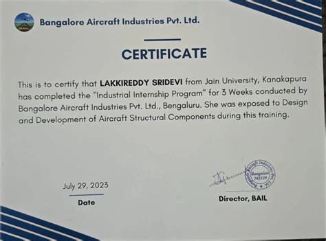 Lakkireddy Sridevi On Linkedin Internship Aerospaceengineering