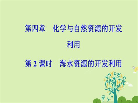 高中化学 第四章 化学与自然资源的开发利用 第一节 开发利用金属矿物和海水资源第2课时海水资源的开发利用课件 新人教版必修2