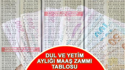 DUL VE YETİM MAAŞI TABLOSU TEMMUZ ara zamlı En düşük ve en