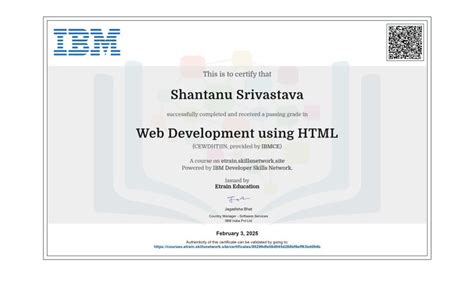 Webdevelopment Html Ibm Etraineducation Careergrowth Gratitude Shantanu Srivastava