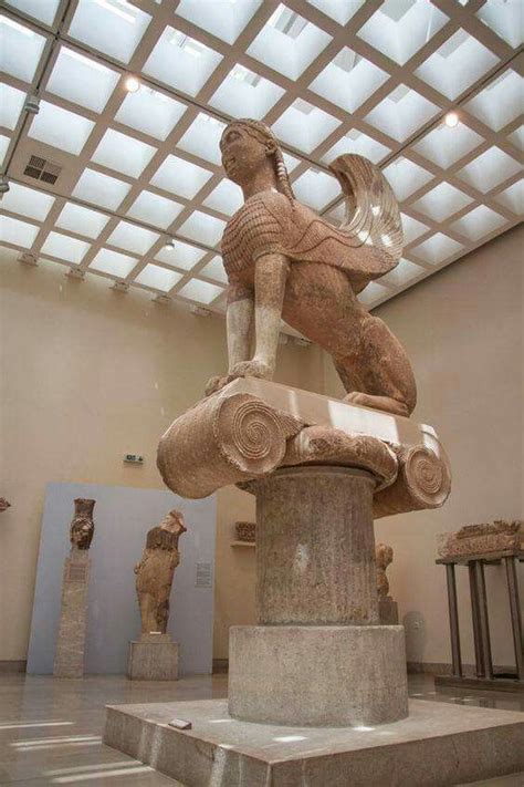Large Sphinx Of Naxos Sitting On An Ionic Column About M Tall At