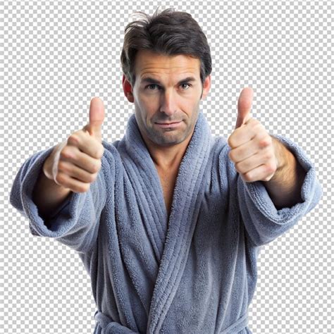 Man In Dressing Gown Making Good Bad Sign Premium Ai Generated Psd