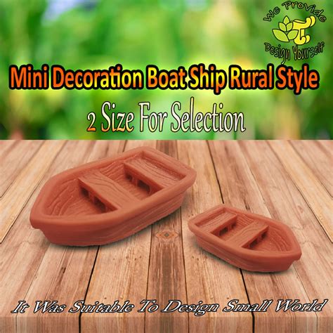 [d218] 2 Size Option Rural Style Mini Boat Sampan Deco Perfect For Pot Decoration And Desktop