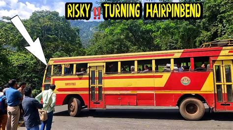 Risky Turning ‼️‼️ Ksrtc Bus Driving At Hairpinbend Thamarassery Churam