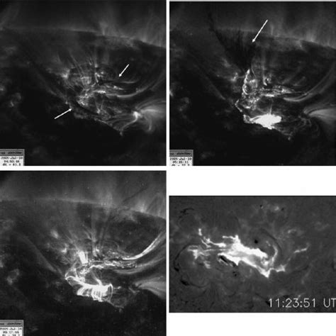 Top And Bottom Left Panels Show The Temporal Evolution Of A Flarecme