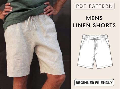 Mens Linen Shorts Sewing Pattern Pdf Mens Shorts Etsy