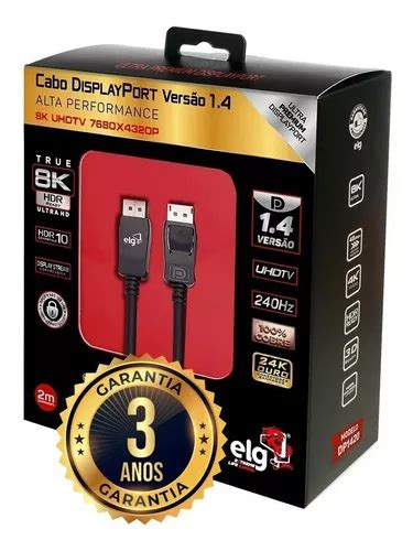 Cable Displayport Dp 14 Elg 8k 240 Hz Gamer Ultra Uhd De 2 M