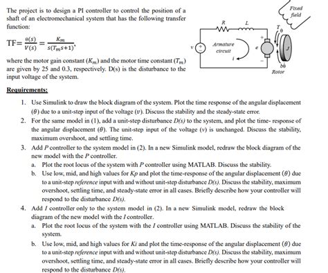 Solved The Project Is To Design A PI Controller To Control Chegg