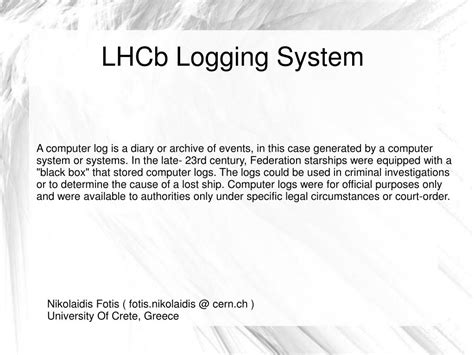 PPT LHCb Logging System PowerPoint Presentation Free Download ID