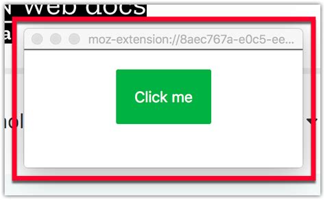 javascript webextensions api create a popup with no title bar title and buttons stack