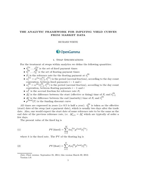 Analytic Framework For Implying Yield Curves From Market Data Opengamma Download Free Pdf