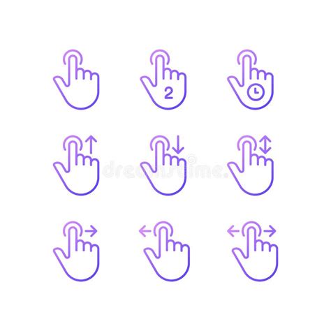 Touchscreen Control Gradient Linear Vector Icons Set Stock Vector Illustration Of Hand Logo