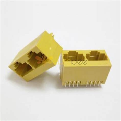Dual Rj45 Socket 180 Degree For Pcb Mount Unshieded Without Led Connector