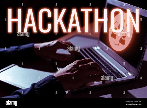 Text Caption Presenting Hackathon Word Written On Event Where Large