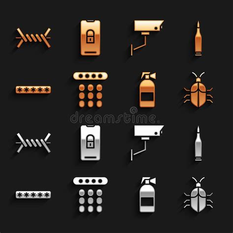 Set Password Protection Bullet System Bug Concept Fire Extinguisher