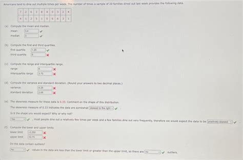 Solved Americans Tend To Dine Out Multiple Bmes Per Woek