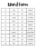 Number Word Form Cheat Sheet Teaching Resources TPT