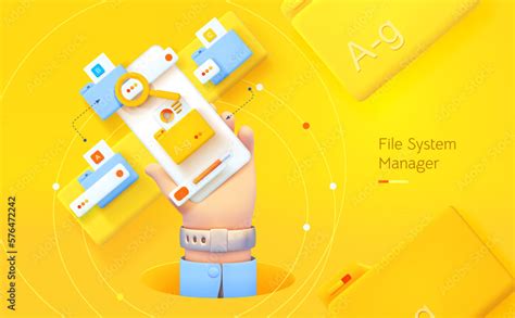 Search And Classification Of Data The Hand Is Holding The Phone Mobile Application For Data
