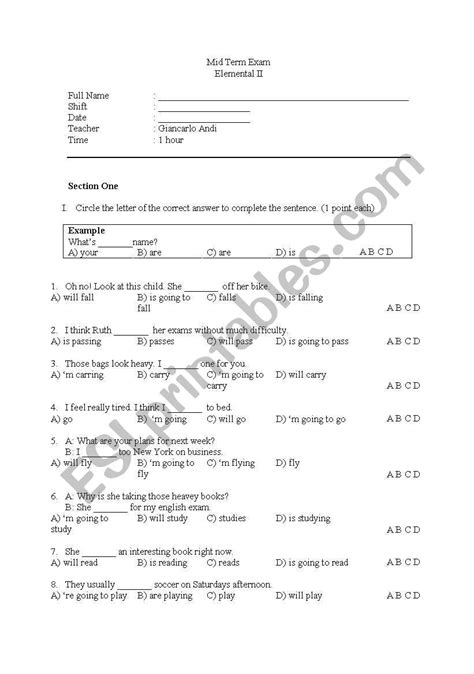 Going To Present Continuous Will ESL Worksheet By Xenowolf