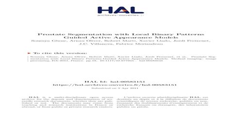 Pdf Prostate Segmentation With Local Binary Patterns Guided