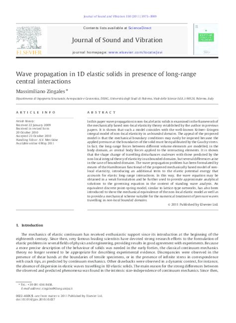 Pdf Wave Propagation In 1d Elastic Solids In Presence Of Long Range