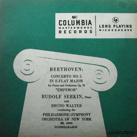 Beethoven Rudolf Serkin Piano Bruno Walter Conducting The