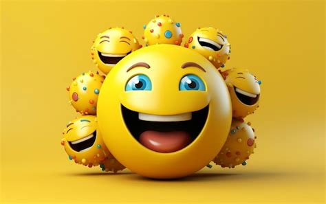 Premium AI Image Concept With Happy Emoji Colorful Design D Generative Ai