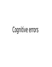 Cognitive Errors Pptx Cognitive Errors Cognitive Errors Thinking Errors Are Faulty Patterns