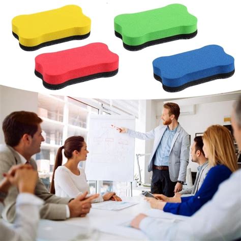 4 Pcs Magnetic Whiteboard Eraser Bone Shape Felt Board Cleaner Office
