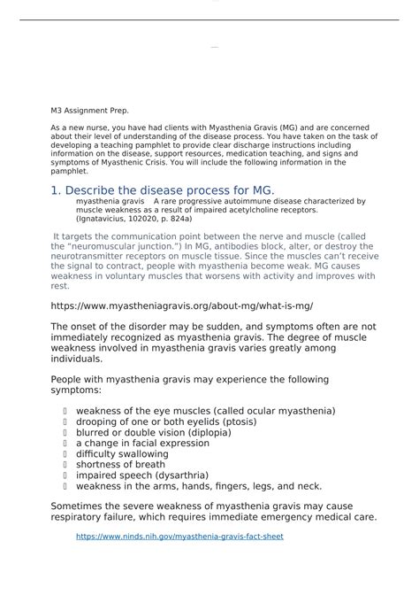 Module 03 Assignment Myasthenia Gravis Pamphlet Module 03 Myasthenia