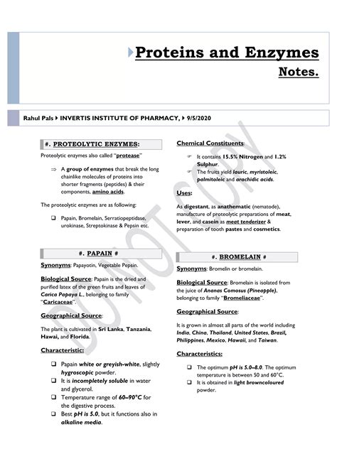 Proteolytic Enzymes According To Birenshahmine Pdf