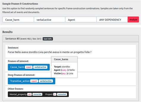 Explorer Mode Visualize Sentences Matching Specific Linguistic